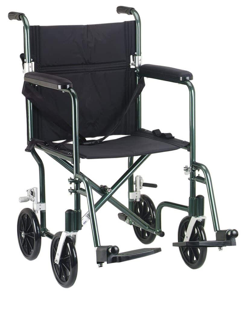 17" Flyweight Lightweight Green Transport Wheelchair - fw17gr